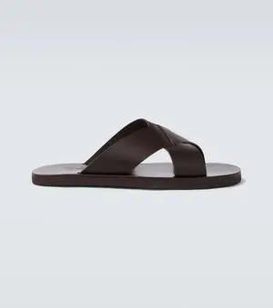ANCIENT GREEK SANDALS Bios Leather Sandals With Gold Hardware - Brown