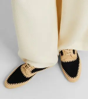 Gabriela Hearst Strength Raffia And Suede Derby Shoes - Black