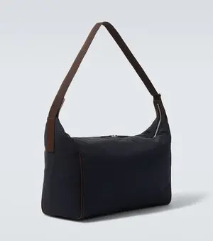 THE ROW Logan E/w Leather-trimmed Crossbody Bag - Blue