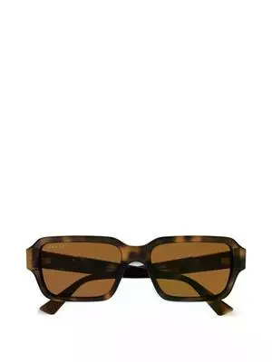 Gucci Tortoiseshell-effect Rectangle-frame Sunglasses - Brown
