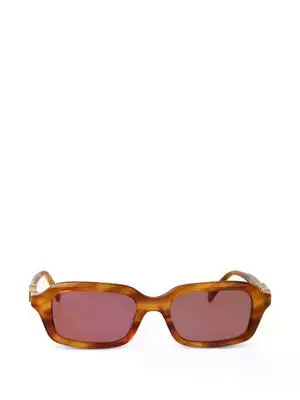 Gucci Logo-plaque Rectangle-frame Sunglasses - Brown