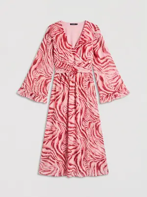 WAREHOUSE Burnout Velvet Plunge Maxi Dress - Red