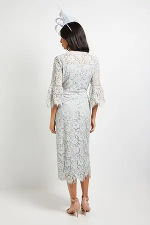 WALLIS Lace Button Midi Dress - Blush