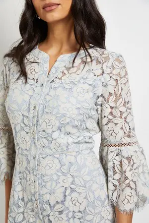 WALLIS Lace Button Midi Dress - Blush