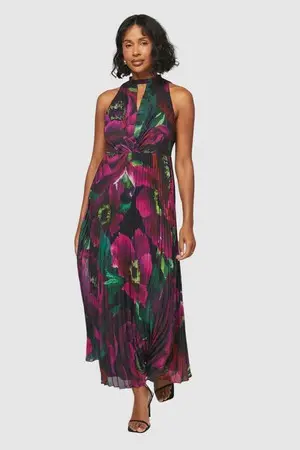 WALLIS Floral Print Pleated Maxi Dress