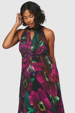 WALLIS Floral Print Pleated Maxi Dress