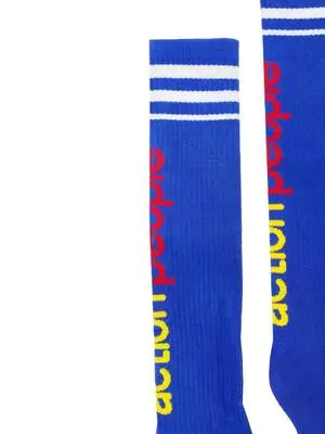AUTRY Logo-print Striped-trim Socks
