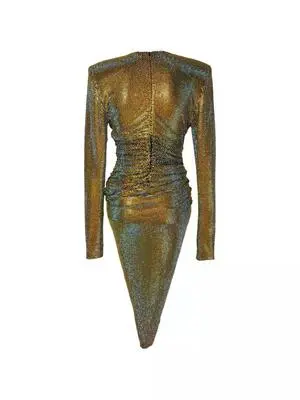 Alexandre Vauthier Rhinestone-embellished Draped Dress - Gold