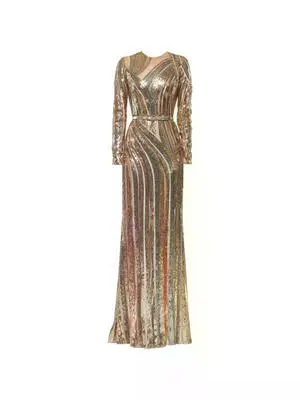 Elie Saab Sequin-embellished Belted Gown