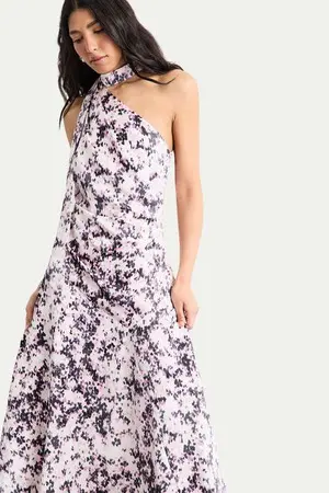 WAREHOUSE Scarf Tie Asymmetric Maxi Dress