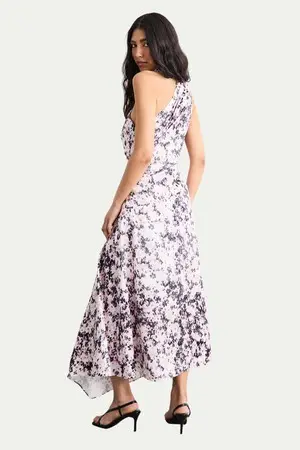 WAREHOUSE Scarf Tie Asymmetric Maxi Dress