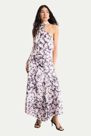 WAREHOUSE Scarf Tie Asymmetric Maxi Dress - Multi