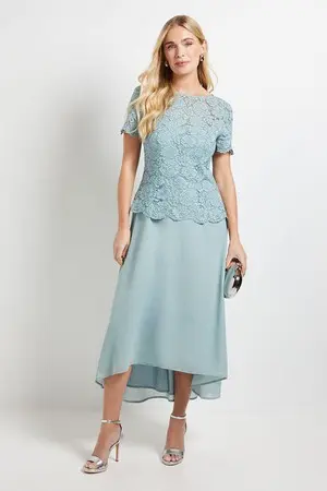 WALLIS Petite Lace Overlay Midi Dress