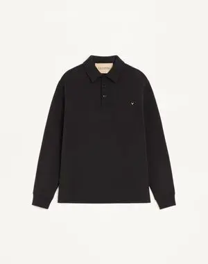 Valentino Garavani Cotton Polo Shirt With Vgold - Black