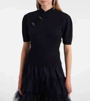 Simone Rocha Embellished Cashmere Sweater - Black