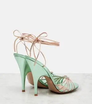 GIANVITO ROSSI Metallic Leather Slingback Sandals