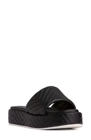 BEAUTIISOLES BY ROBYN SHREIBER Deedee Quilted Platform Slide Sandals - Black