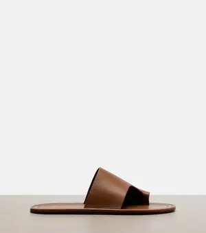 THE ROW Malick Thong Leather Sandals - Brown