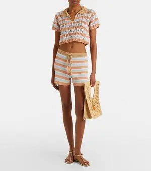 Anna Kosturova Striped Crochet Shorts
