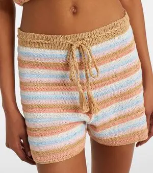 Anna Kosturova Striped Crochet Shorts