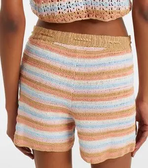 Anna Kosturova Striped Crochet Shorts