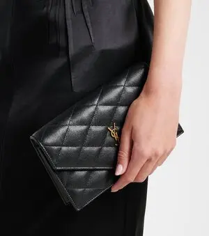 Saint Laurent Quilted Leather Wallet On Chain - Black