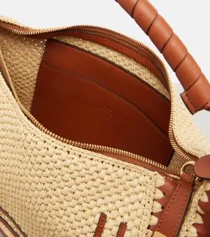 Chloé Marcie Small Raffia-effect Shoulder Bag - Beige