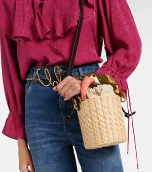Chloé Tropicus Wicker Bucket Bag - Beige