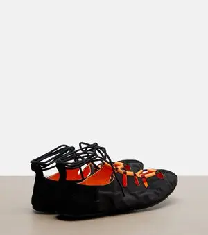 Alaïa Lace-up Ballet Flats - Black