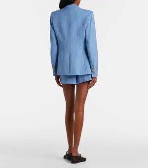 Veronica Beard Piper Striped Linen-blend Shorts - Blue