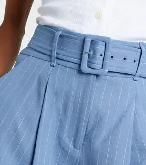Veronica Beard Piper Striped Linen-blend Shorts - Blue