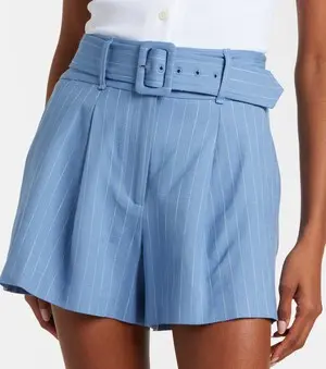 Veronica Beard Piper Striped Linen-blend Shorts - Blue