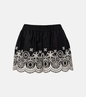 La DoubleJ Embroidered Pull-on Shorts - Black