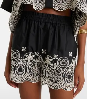 La DoubleJ Embroidered Pull-on Shorts - Black