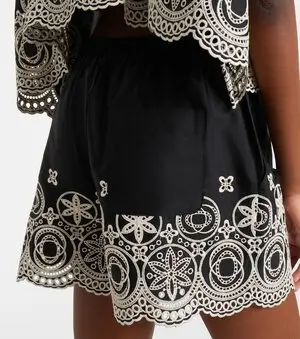 La DoubleJ Embroidered Pull-on Shorts - Black