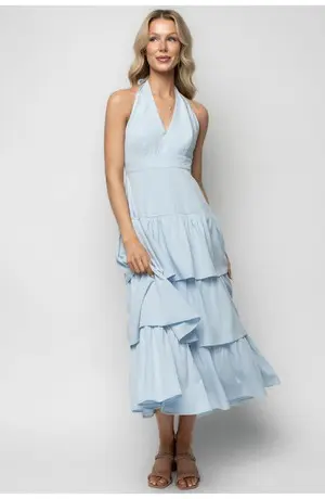 BALTIC BØRN Savannah Tiered Maxi Dress - Light Blue