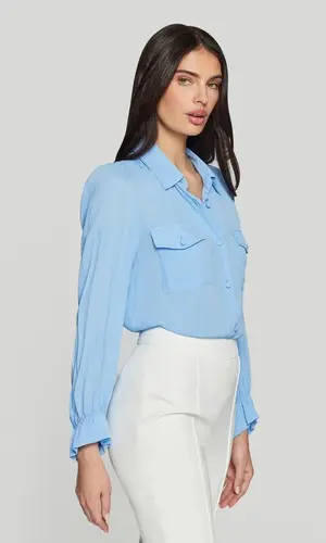Generation Love Priya Georgette Shirt - Light Blue