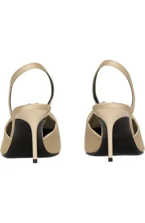 Balmain Cotton Gabardine Slingbacks With Piercing - Beige