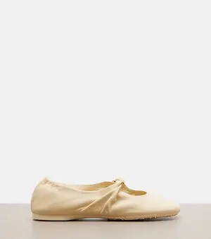 Loewe Pebble Soft Leather Mary Jane Flats - Beige