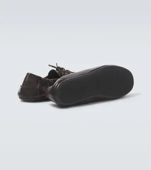 Prada Shuffle Leather Boat Shoes - Brown