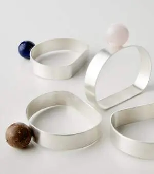 NATALIA CRIADO Set Of 4 -plated Napkin Rings With Natural Stone