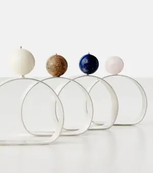 NATALIA CRIADO Set Of 4 -plated Napkin Rings With Natural Stone