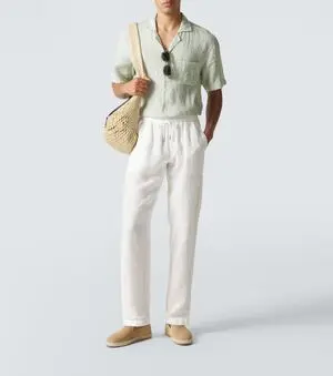 Thom Sweeney Linen Straight Leg Trousers