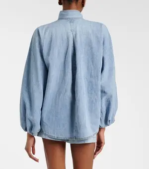 Zimmermann Indra Tie-neck Denim Blouse