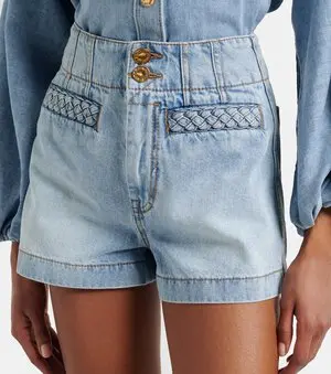 Zimmermann Indra High-rise Denim Shorts - Blue
