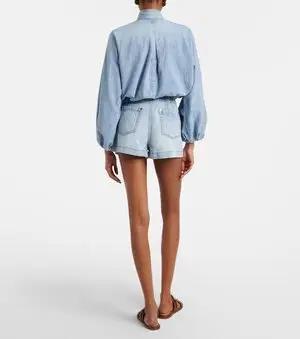 Zimmermann Indra High-rise Denim Shorts - Blue
