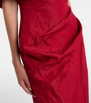 Magda Butrym Off-shoulder Draped Cotton-blend Midi Dress