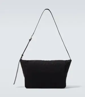 THE ROW Lloyd Leather-trimmed Shoulder Bag - Black