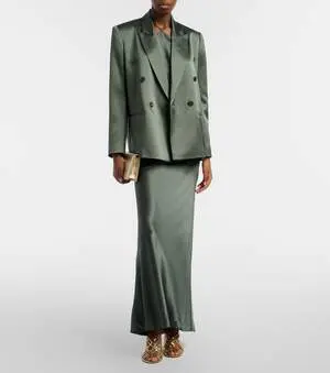 THE SEI Double-breasted Silk Blazer