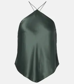 THE SEI Halterneck Silk Charmeuse Top